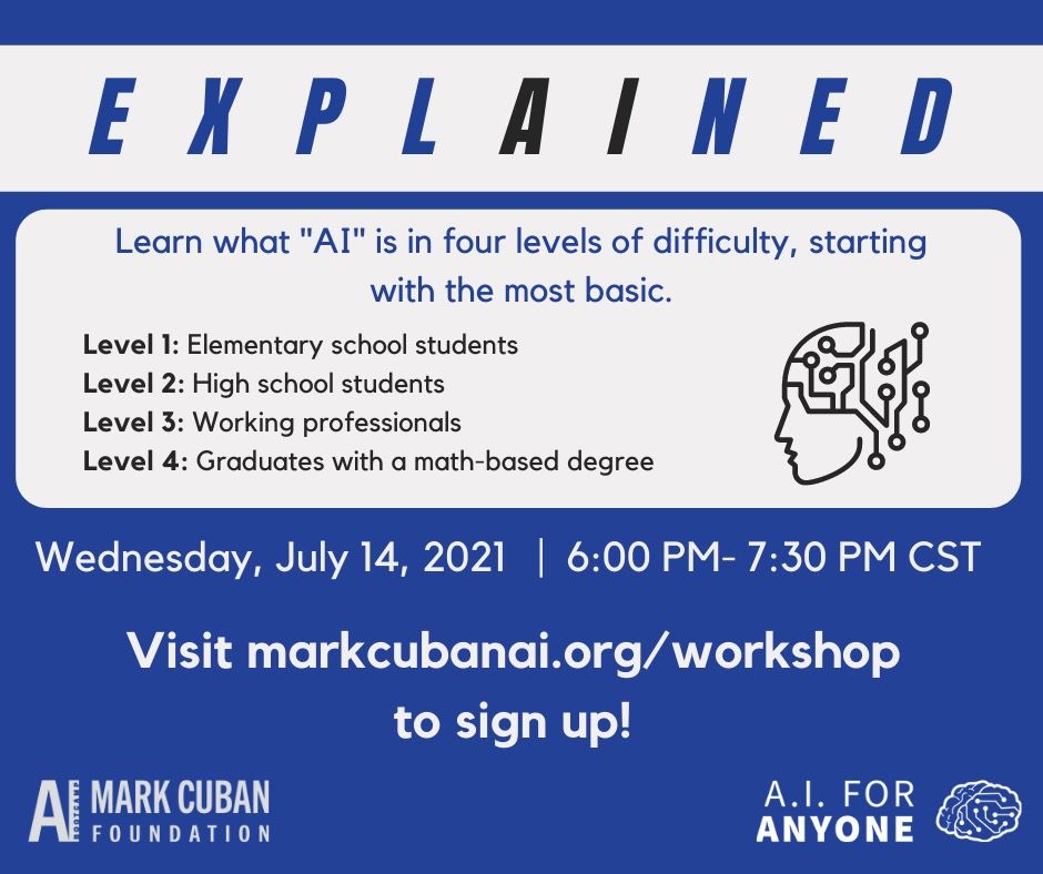 Mark Cuban Foundation on LinkedIn: #aiworkshop #aitech | 10 comments Mark Cuban Foundation on LinkedIn: #aiworkshop #aitech | 10 comments