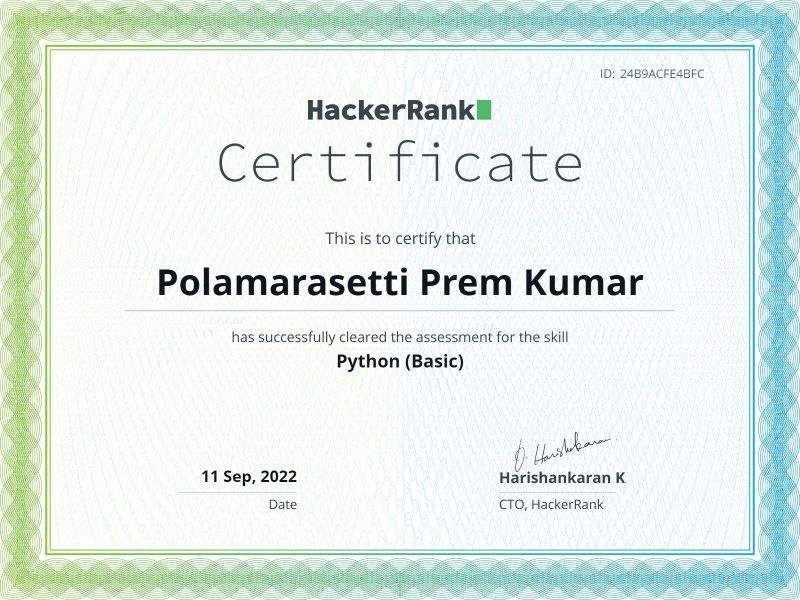 #pythonprogramming #hackerrank | POLAMARASETTI PREM KUMAR #pythonprogramming #hackerrank | POLAMARASETTI PREM KUMAR