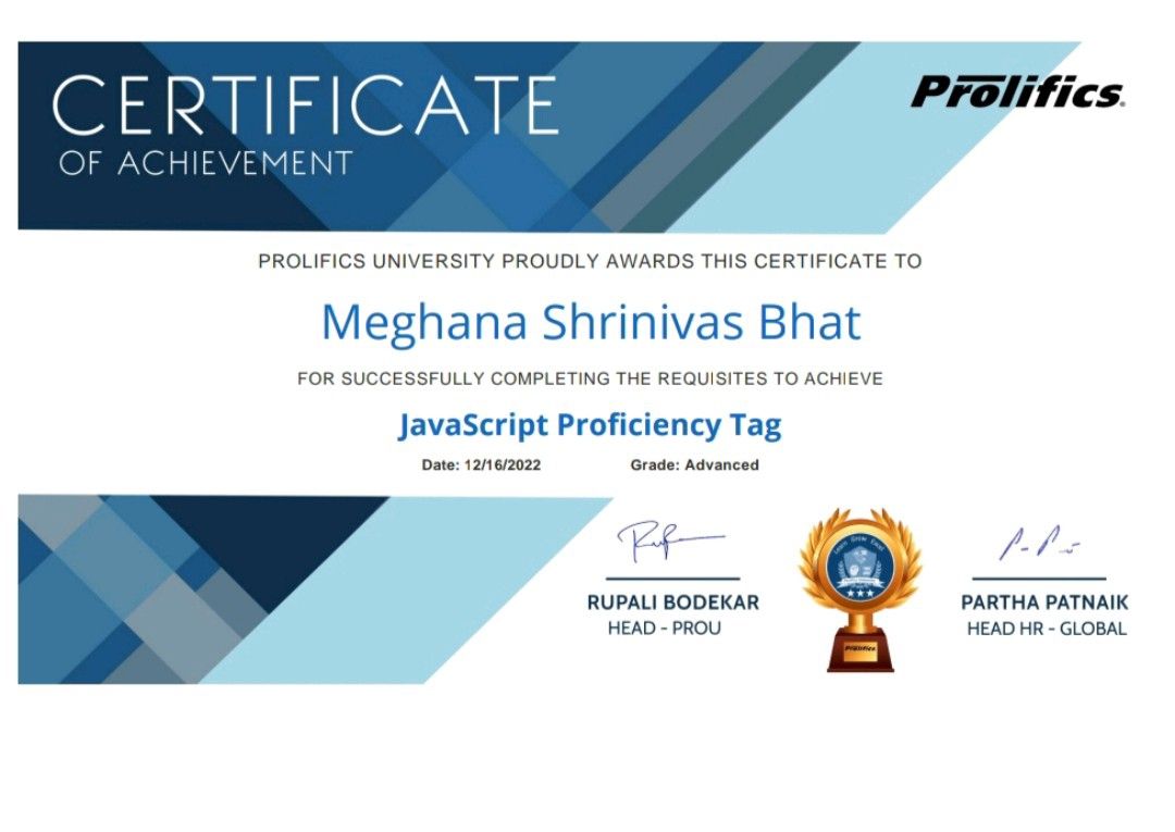Meghana S Bhat on LinkedIn: #prolificsproficiencytag #learning # ... Meghana S Bhat on LinkedIn: #prolificsproficiencytag #learning # ...