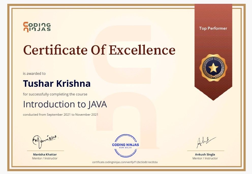 Tushar Krishna on LinkedIn: #codingninjas #java | 10 comments Tushar Krishna on LinkedIn: #codingninjas #java | 10 comments