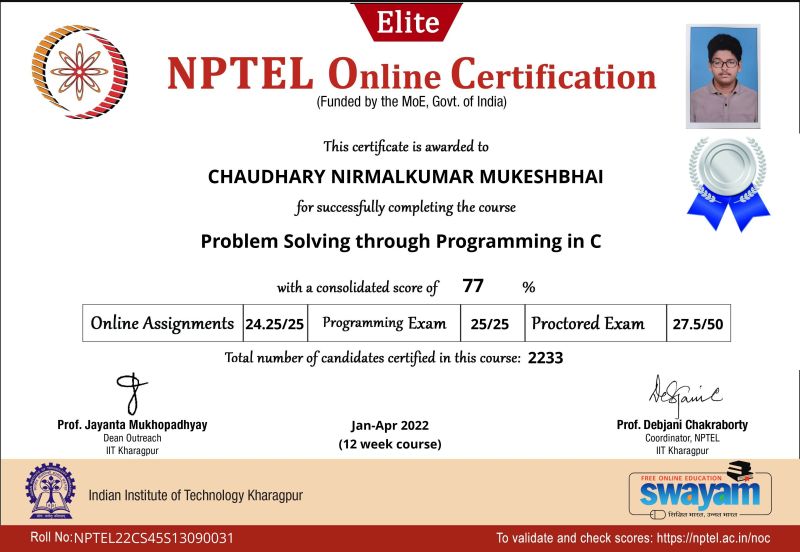 #programming #nptel #iitkharagpur | Nirmal Chaudhary #programming #nptel #iitkharagpur | Nirmal Chaudhary