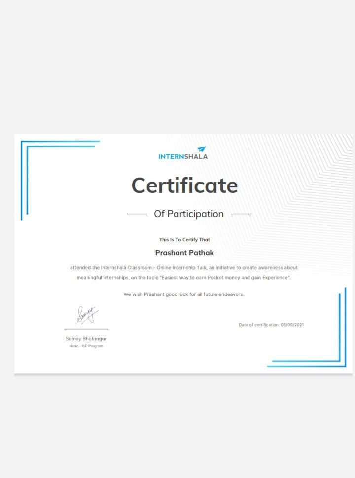 Prashant kumar pathak on LinkedIn: #internship Prashant kumar pathak on LinkedIn: #internship
