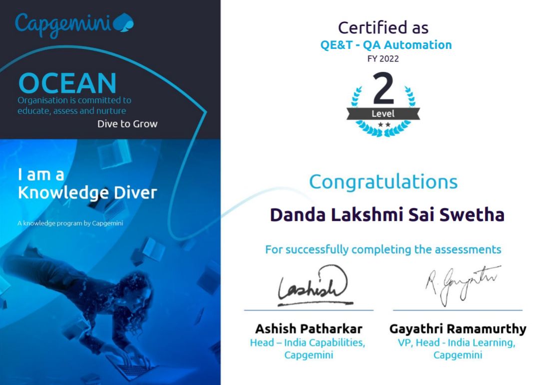 Lakshmi Sai Swetha Danda on LinkedIn: Hello Connections, I am happy to ... Lakshmi Sai Swetha Danda on LinkedIn: Hello Connections, I am happy to ...