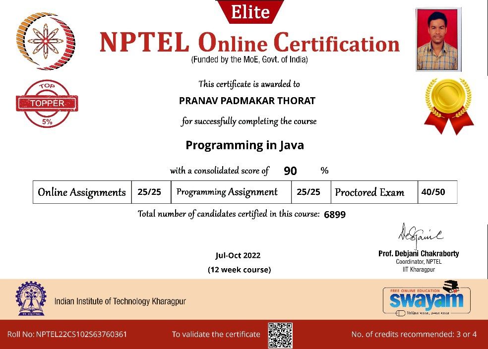Pranav Thorat on LinkedIn: #java #nptel #iitkharagpur Pranav Thorat on LinkedIn: #java #nptel #iitkharagpur