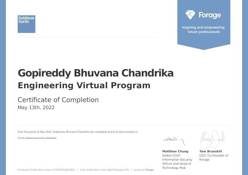 Bhuvana Chandrika Gopireddy on LinkedIn: #forage #goldmansachs # ... Bhuvana Chandrika Gopireddy on LinkedIn: #forage #goldmansachs # ...