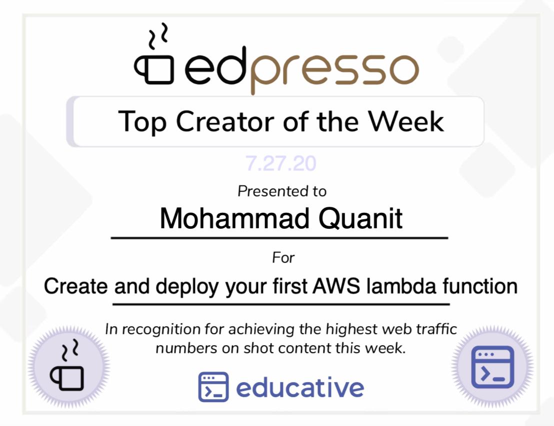 Congratulations to Mohammad Quanit on receiving the most traffic of any ... Congratulations to Mohammad Quanit on receiving the most traffic of any ...