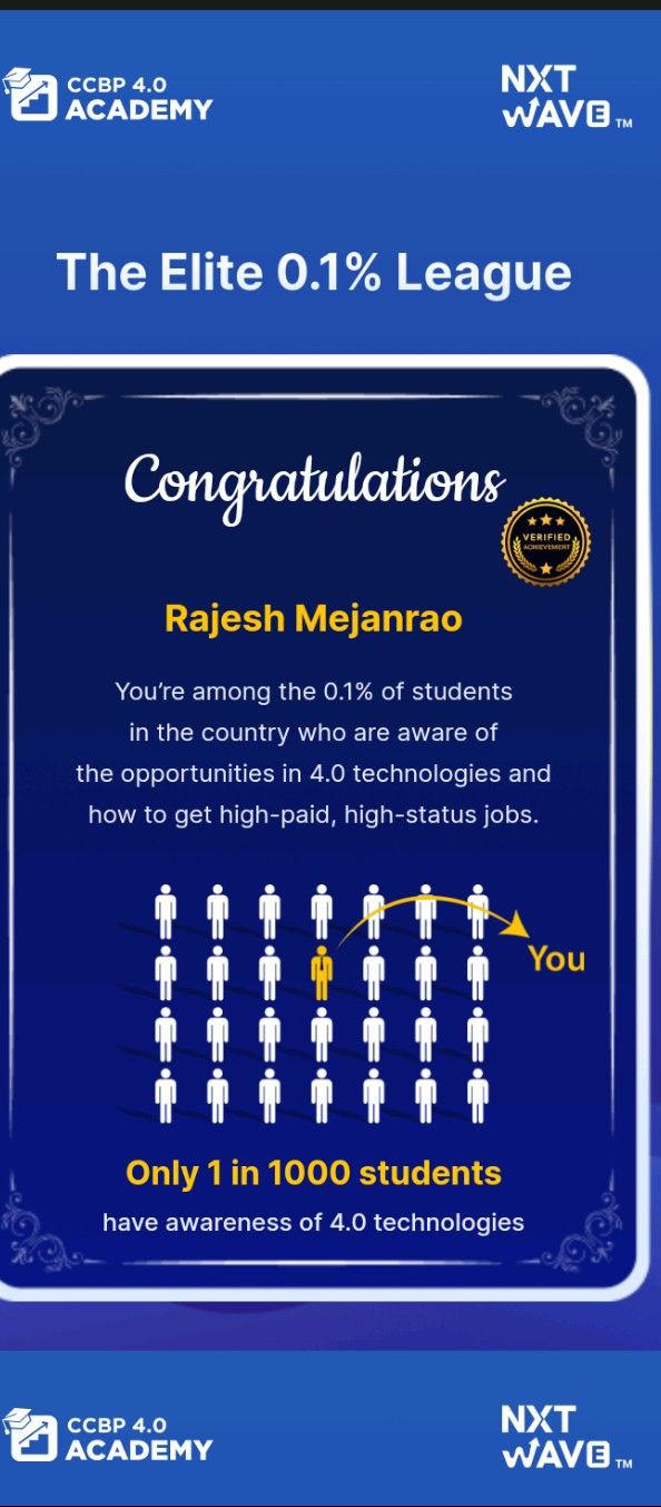 Rajesh Mejanrao on LinkedIn: #ccbp #nxtwave Rajesh Mejanrao on LinkedIn: #ccbp #nxtwave
