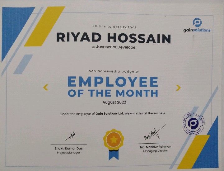 Mohammad Riyad Hossain on LinkedIn: #employeeofthemonth # ... Mohammad Riyad Hossain on LinkedIn: #employeeofthemonth # ...