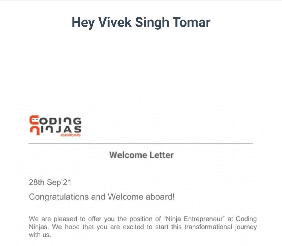 Vivek Singh Tomar on LinkedIn: #codingninjas Vivek Singh Tomar on LinkedIn: #codingninjas