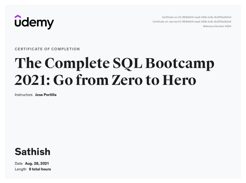 Sathish G on LinkedIn: #sql #postgresql #udemycourses # ... Sathish G on LinkedIn: #sql #postgresql #udemycourses # ...