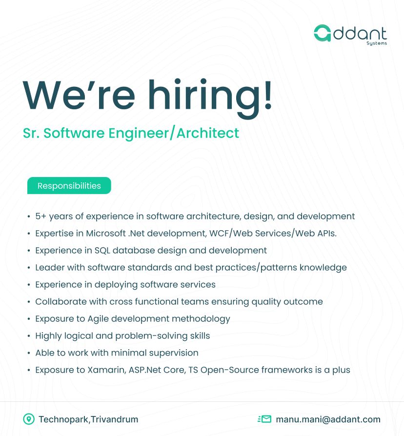 Addant Systems on LinkedIn: #hiring #addant #technoparktrivandrum # ... Addant Systems on LinkedIn: #hiring #addant #technoparktrivandrum # ...