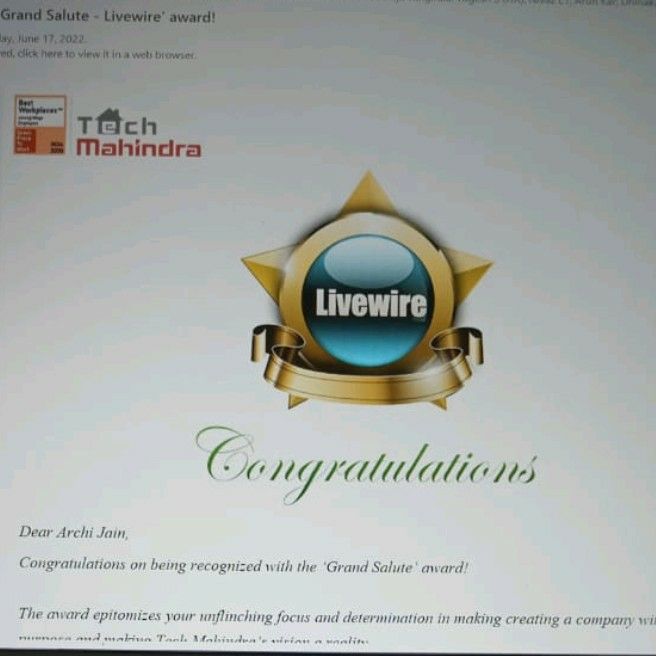 Archi Jain on LinkedIn: #techmahindra Archi Jain on LinkedIn: #techmahindra