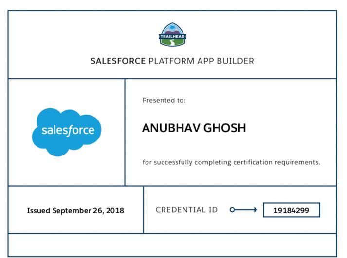 Anubhav Ghosh on LinkedIn: Now 2X certified. Credentials for Salesforce ... Anubhav Ghosh on LinkedIn: Now 2X certified. Credentials for Salesforce ...