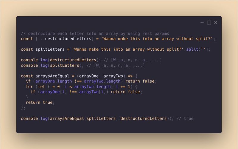 Aryeh Kobrinsky on LinkedIn: #javascript #destruction #arrays Aryeh Kobrinsky on LinkedIn: #javascript #destruction #arrays