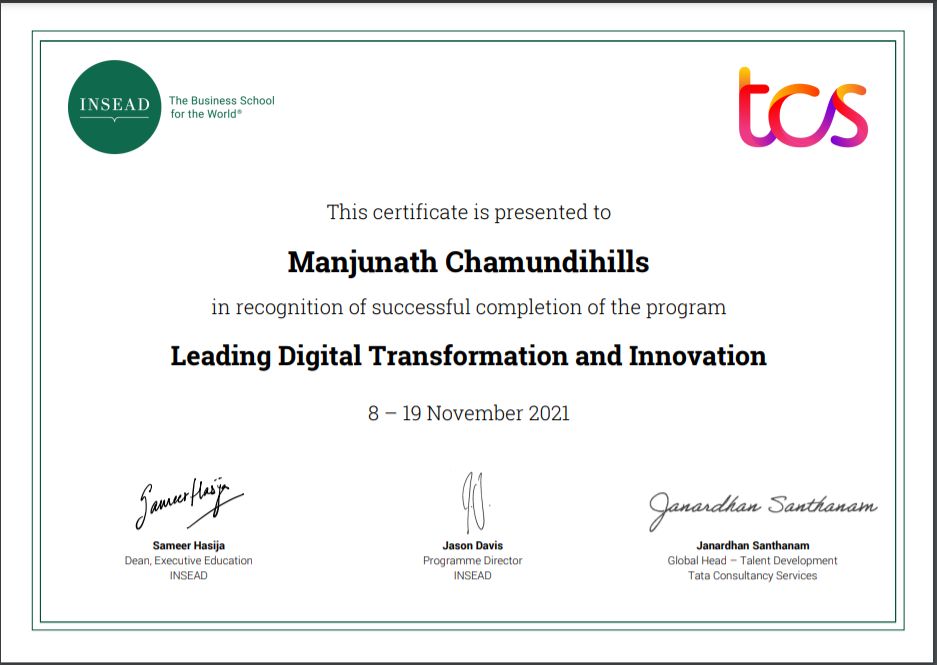 #tcs #insead #digitaltrasformation #innovation #learningandgrowing ... #tcs #insead #digitaltrasformation #innovation #learningandgrowing ...