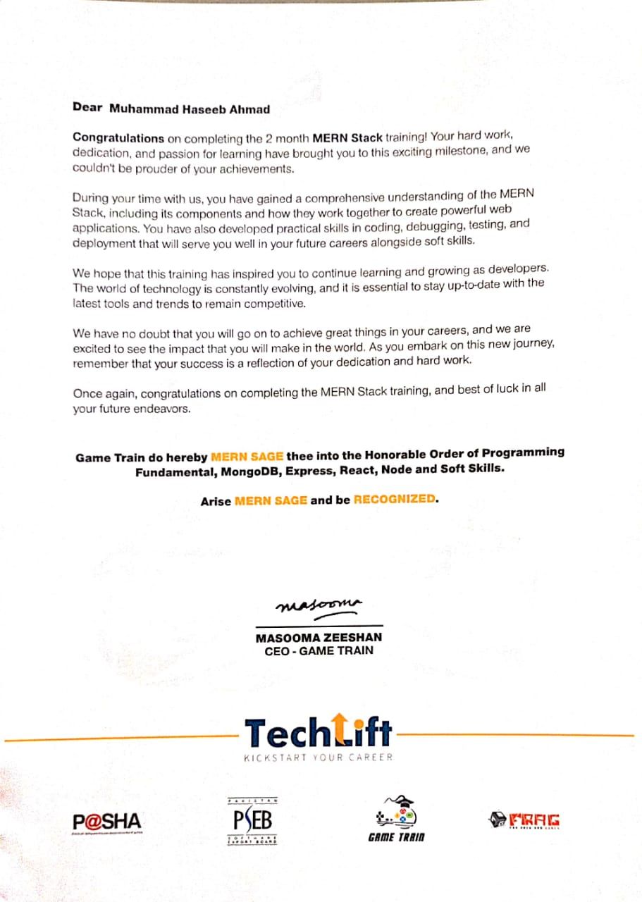 Muhammad Haseeb Ahmad on LinkedIn: I have completed BootCamp on MERN ... Muhammad Haseeb Ahmad on LinkedIn: I have completed BootCamp on MERN ...
