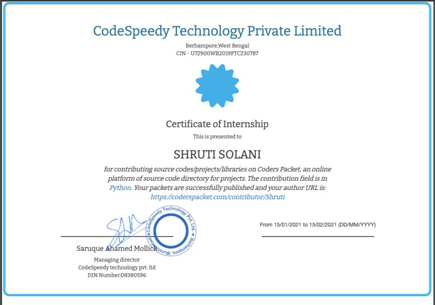 Shruti Solani on LinkedIn: #python #internship #programming #experience ... Shruti Solani on LinkedIn: #python #internship #programming #experience ...