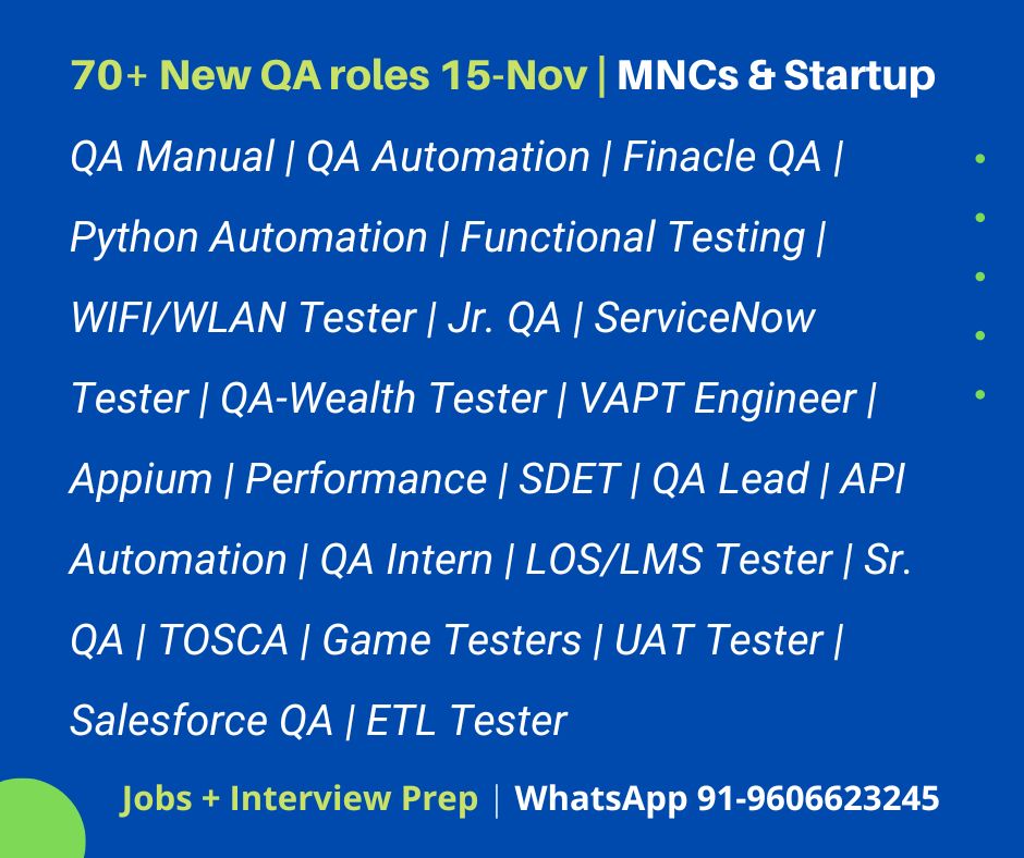 Software Testing Studio on LinkedIn: #jobs #qa #whatsapp #gethired # ... Software Testing Studio on LinkedIn: #jobs #qa #whatsapp #gethired # ...