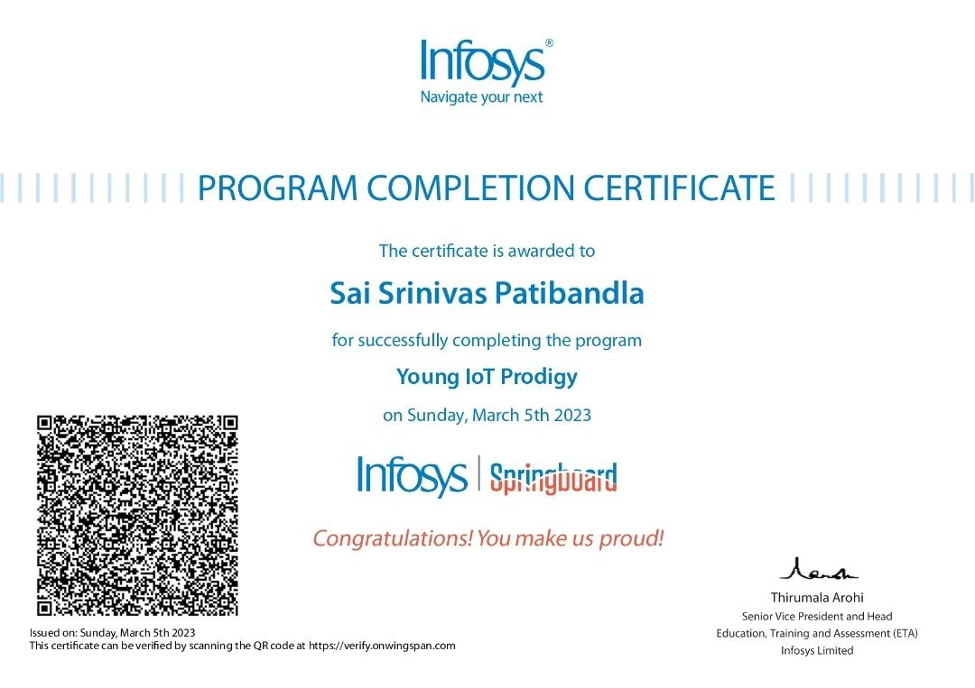 Sai Srinivas Patibandla on LinkedIn: #infosysspringboard #infosys Sai Srinivas Patibandla on LinkedIn: #infosysspringboard #infosys