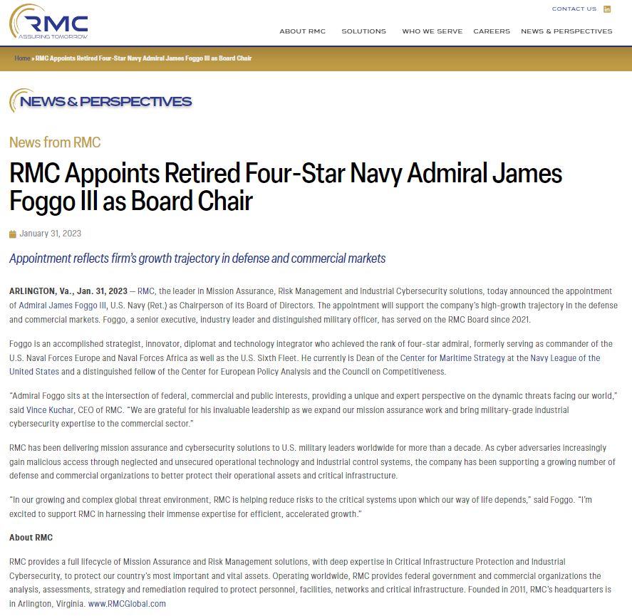 Aaron Smith, CPP on LinkedIn: Happy to have Admiral Foggo as our Board ... Aaron Smith, CPP on LinkedIn: Happy to have Admiral Foggo as our Board ...