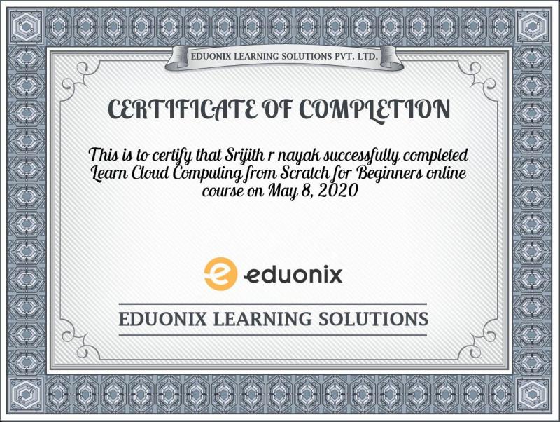 SRIJITH R NAYAK on LinkedIn: #cloudcomputing #onlinelearning #eduonix SRIJITH R NAYAK on LinkedIn: #cloudcomputing #onlinelearning #eduonix