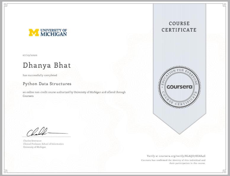 Dhanya Bhat on LinkedIn: #pythondatastructures #coursera Dhanya Bhat on LinkedIn: #pythondatastructures #coursera