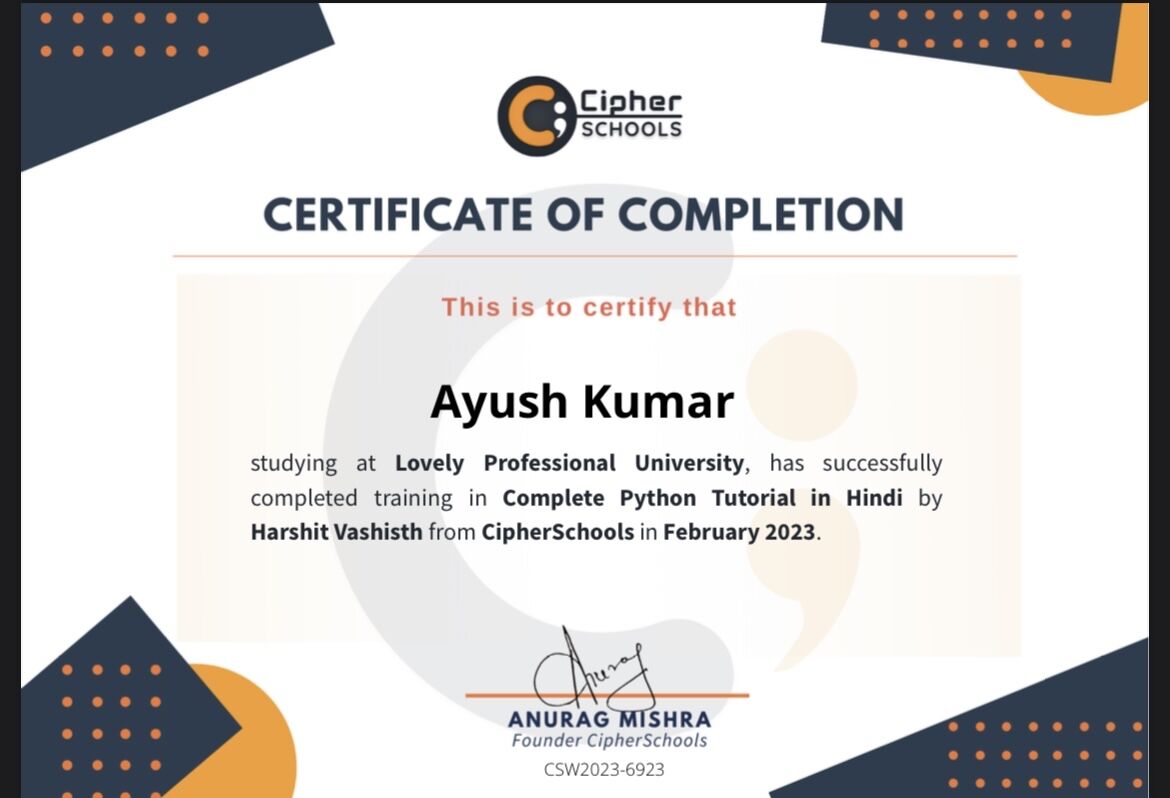 AYUSH KUMAR on LinkedIn: #python #linkedin AYUSH KUMAR on LinkedIn: #python #linkedin
