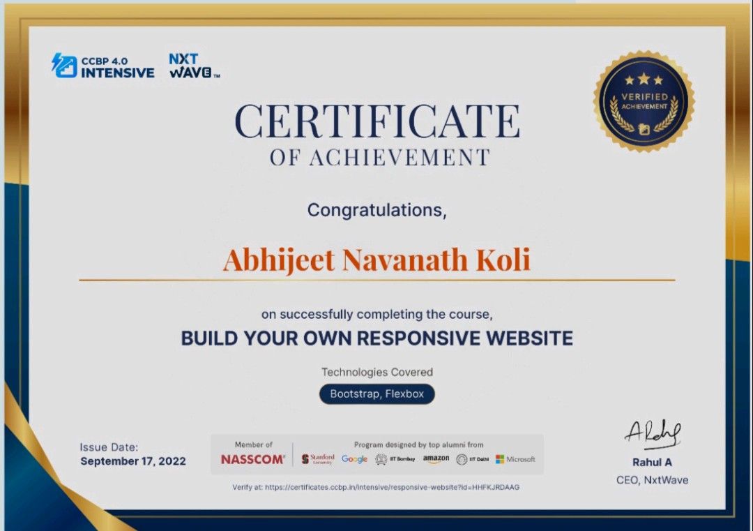 Abhijeet Koli on LinkedIn: #ccbp #nxtwave #webdevelopment #coding Abhijeet Koli on LinkedIn: #ccbp #nxtwave #webdevelopment #coding