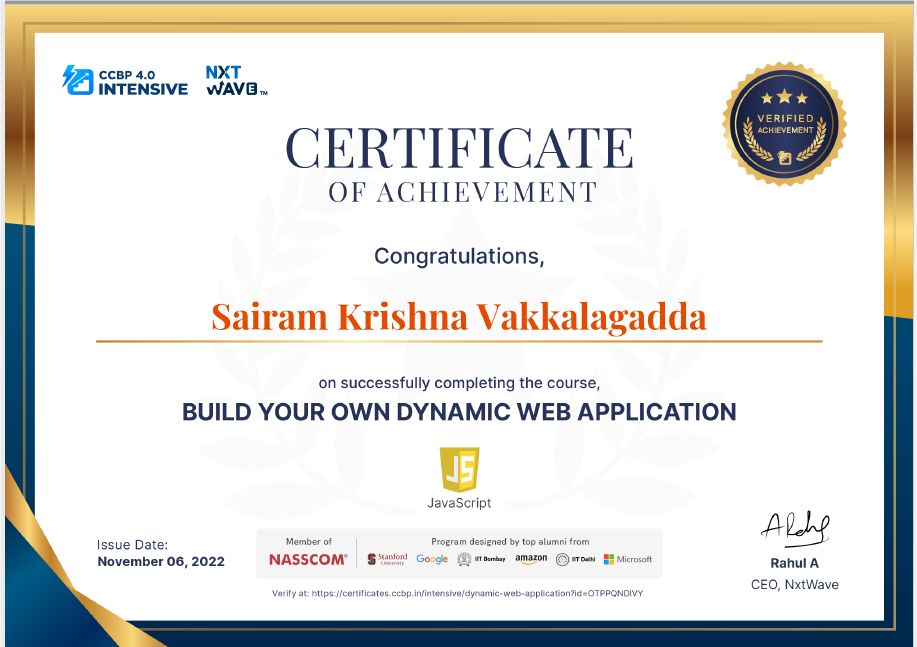 Sairam Krishna Vakkalagadda on LinkedIn: #nxtwave #ccbp #python #coding ... Sairam Krishna Vakkalagadda on LinkedIn: #nxtwave #ccbp #python #coding ...