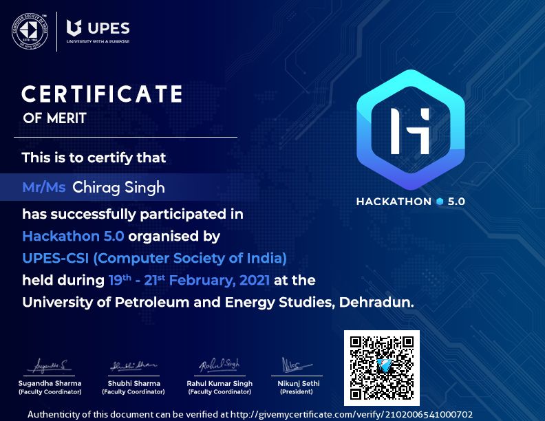 Chirag Singh on LinkedIn: #hackathon Chirag Singh on LinkedIn: #hackathon