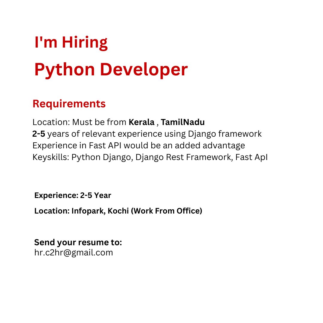 Leema Sebastian on LinkedIn: #pythondeveloper #python #pythonjobs # ... Leema Sebastian on LinkedIn: #pythondeveloper #python #pythonjobs # ...