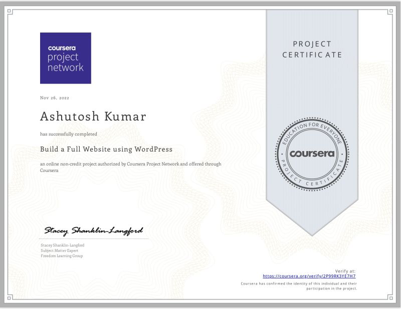 Ashutosh Kumar on LinkedIn: #website #wordpress #coursera Ashutosh Kumar on LinkedIn: #website #wordpress #coursera