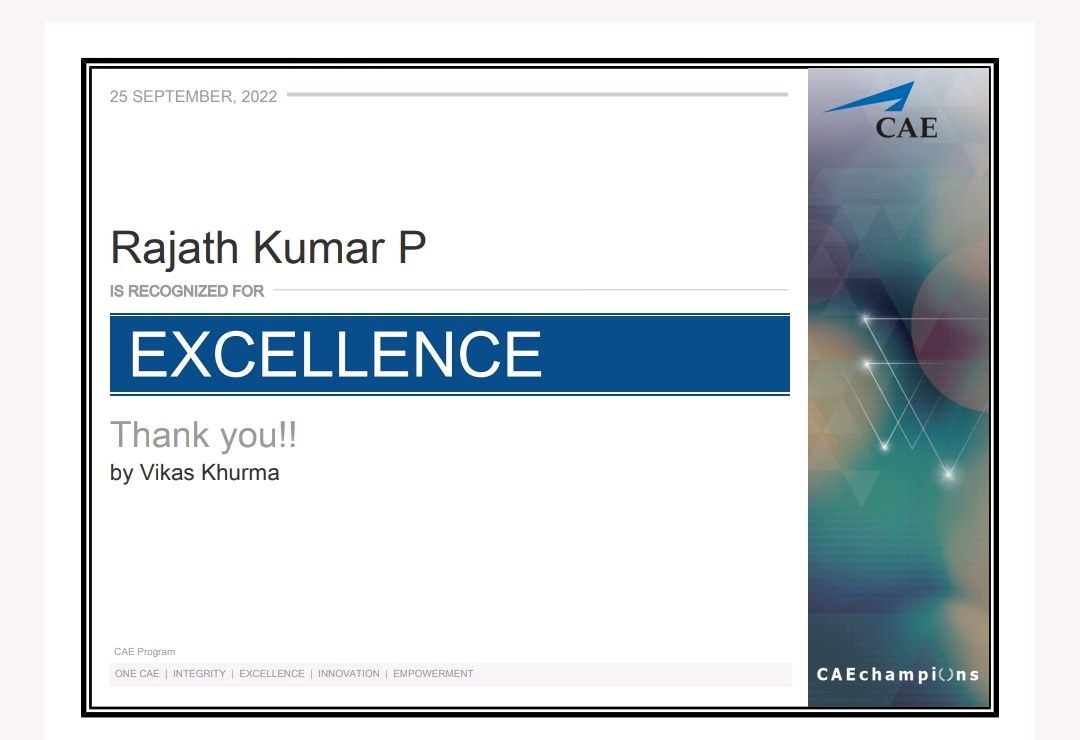 Rajath Kumar P on LinkedIn: Thanks Vikas Khurma ,CAE Rajath Kumar P on LinkedIn: Thanks Vikas Khurma ,CAE