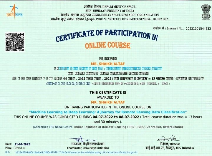 Altaf Shaikh on LinkedIn: #isro #certificate Altaf Shaikh on LinkedIn: #isro #certificate