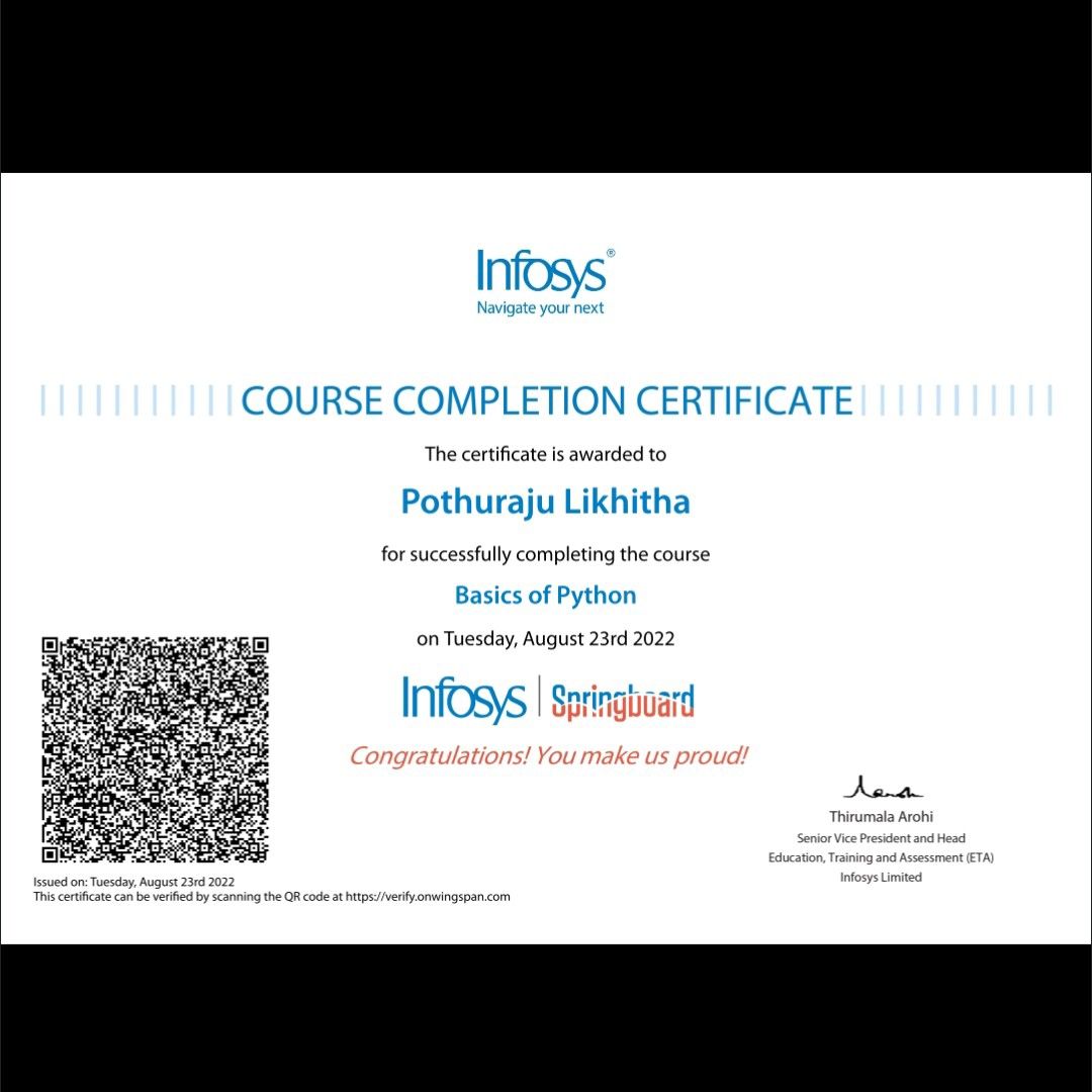 Likhitha Pothuraju on LinkedIn: #infosysspringboard #infosys # ... Likhitha Pothuraju on LinkedIn: #infosysspringboard #infosys # ...