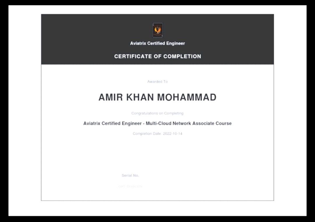 Mohammed Amir Khan on LinkedIn: #cloudarchitect #aviatrix #multicloud # ... Mohammed Amir Khan on LinkedIn: #cloudarchitect #aviatrix #multicloud # ...