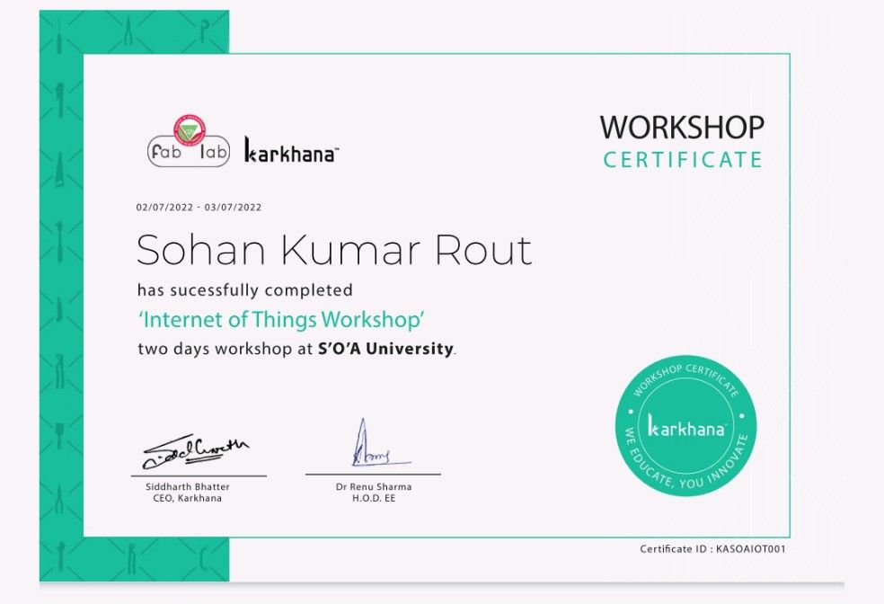 Sohan Kumar Rout on LinkedIn: #iot #karkhana #soafablab Sohan Kumar Rout on LinkedIn: #iot #karkhana #soafablab