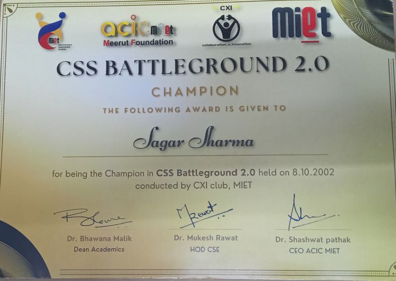 Sagar Sharma on LinkedIn: #css #cssbattle #certificate #champion # ... Sagar Sharma on LinkedIn: #css #cssbattle #certificate #champion # ...