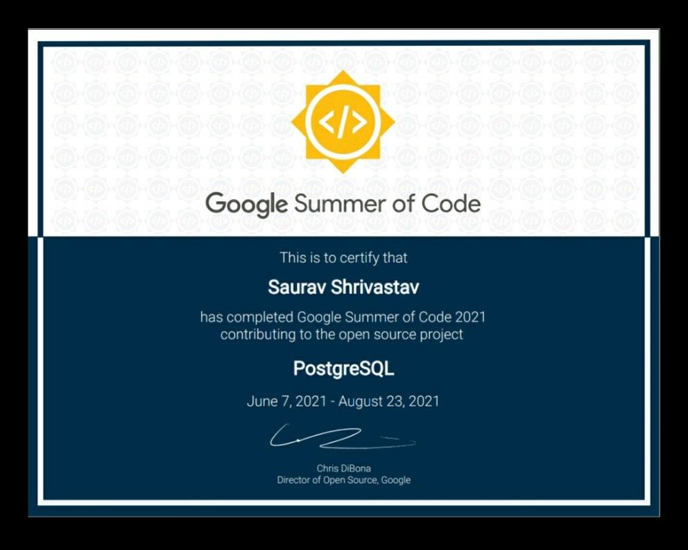 Saurav Shrivastav on LinkedIn: #opensource #gsoc #postgresql | 10 comments Saurav Shrivastav on LinkedIn: #opensource #gsoc #postgresql | 10 comments