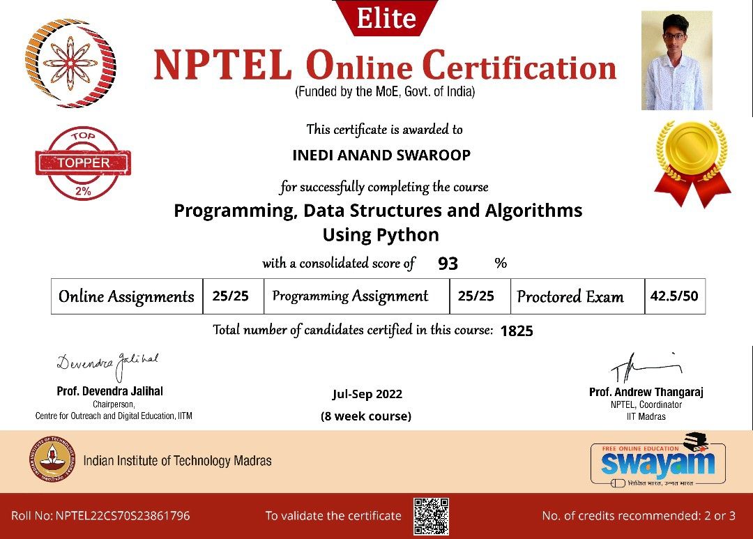 Anand Swaroop Inedi on LinkedIn: #nptel Anand Swaroop Inedi on LinkedIn: #nptel