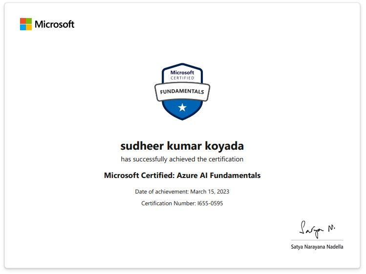 Sudheer kumar Koyada on LinkedIn: I’m happy to share that I’ve obtained ... Sudheer kumar Koyada on LinkedIn: I’m happy to share that I’ve obtained ...