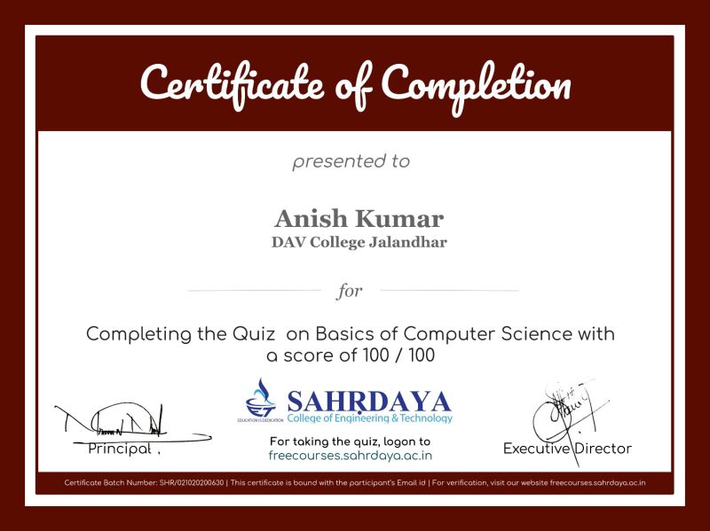 Anish Kumar on LinkedIn: #certificate #computerscience #newcertificate ... Anish Kumar on LinkedIn: #certificate #computerscience #newcertificate ...