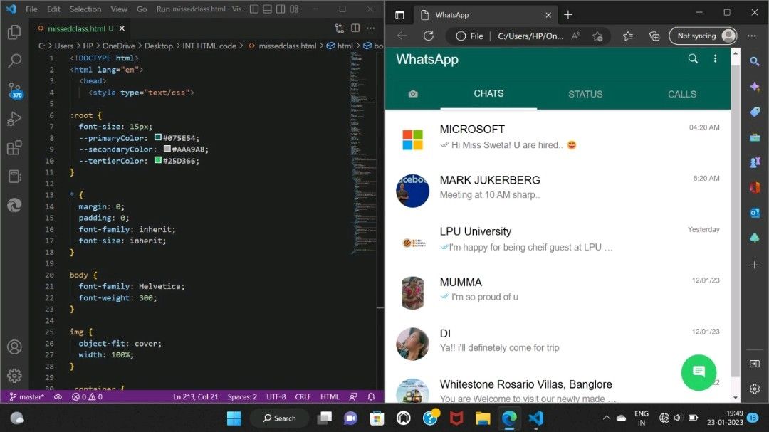 Sweta . on LinkedIn: #power #css #html #whats_app_cloning Sweta . on LinkedIn: #power #css #html #whats_app_cloning