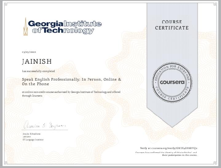 Jainish Jain on LinkedIn: #coursera Jainish Jain on LinkedIn: #coursera