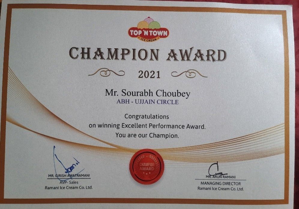 Sourabh Choubey on LinkedIn: CHAMPION AWARD 2021 Sourabh Choubey on LinkedIn: CHAMPION AWARD 2021