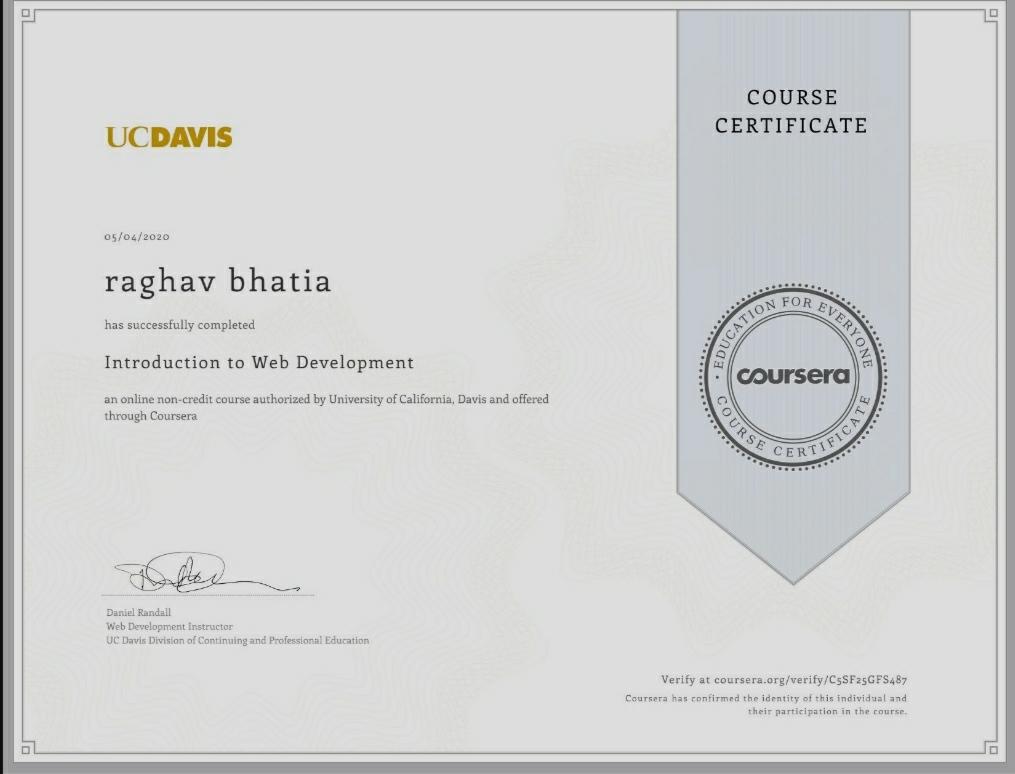 Raghav Bhatia on LinkedIn: #coursera #webdevelopement #html5 #css # ... Raghav Bhatia on LinkedIn: #coursera #webdevelopement #html5 #css # ...