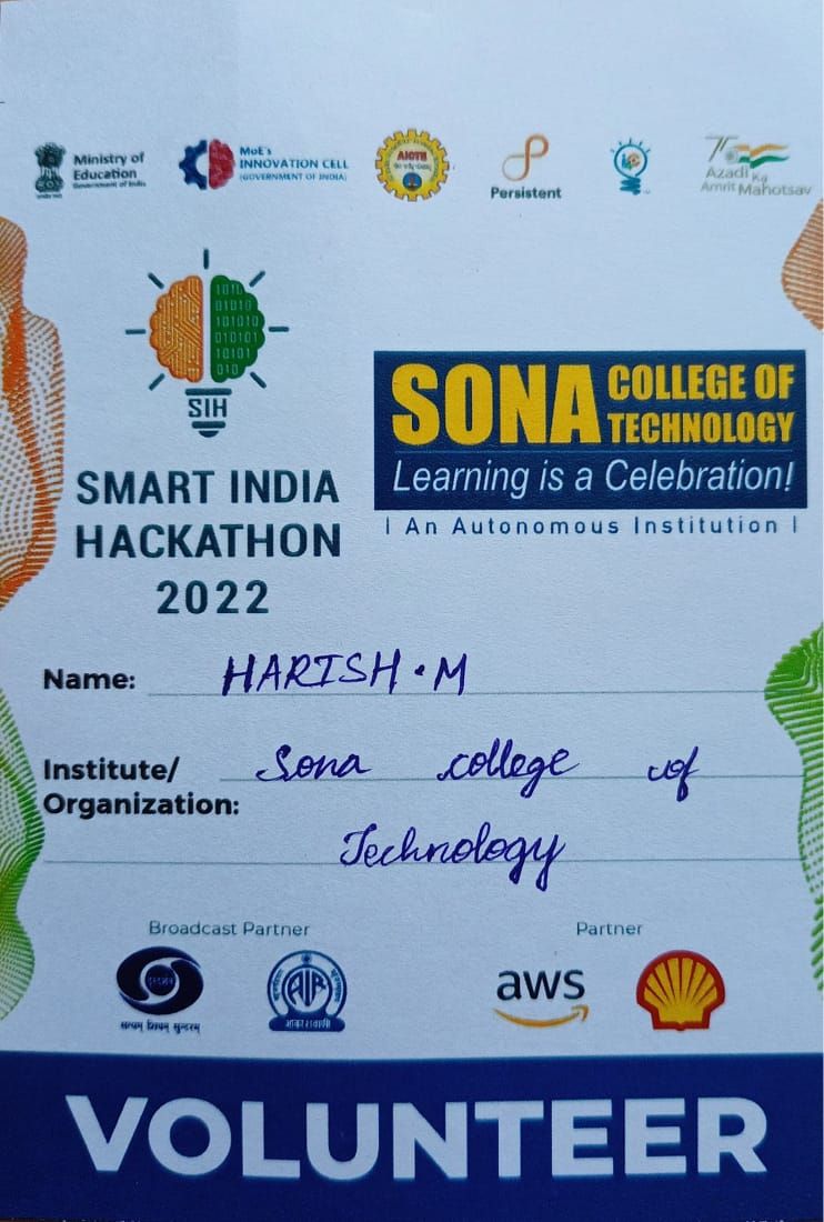 Harish Murugesan on LinkedIn: #smartindiahackathon #grandfinale #sih # ... Harish Murugesan on LinkedIn: #smartindiahackathon #grandfinale #sih # ...