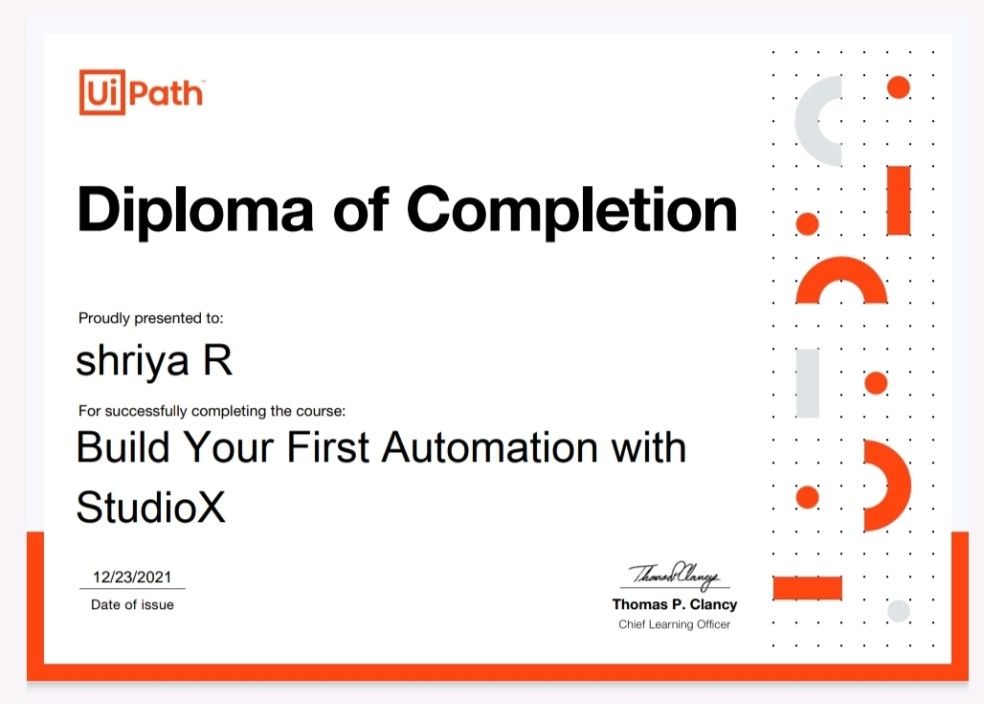 successfully completed build your first automation with studiox offered ... successfully completed build your first automation with studiox offered ...