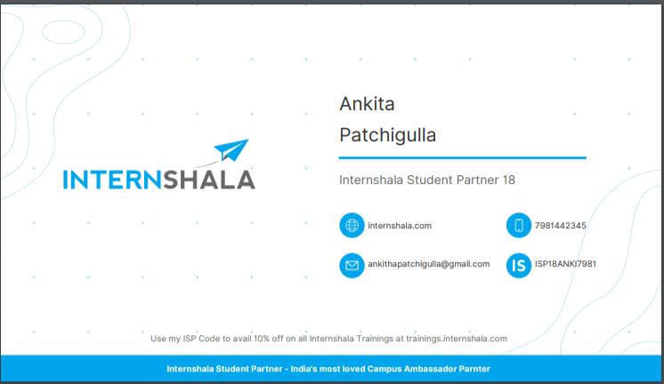 Ankita Patchigulla on LinkedIn: #happylearning #internshala # ... Ankita Patchigulla on LinkedIn: #happylearning #internshala # ...