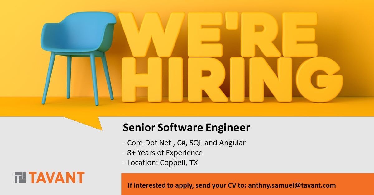 Anthny S. on LinkedIn: #hiring #dotnetcore #dotnetdeveloper #angular # ... Anthny S. on LinkedIn: #hiring #dotnetcore #dotnetdeveloper #angular # ...